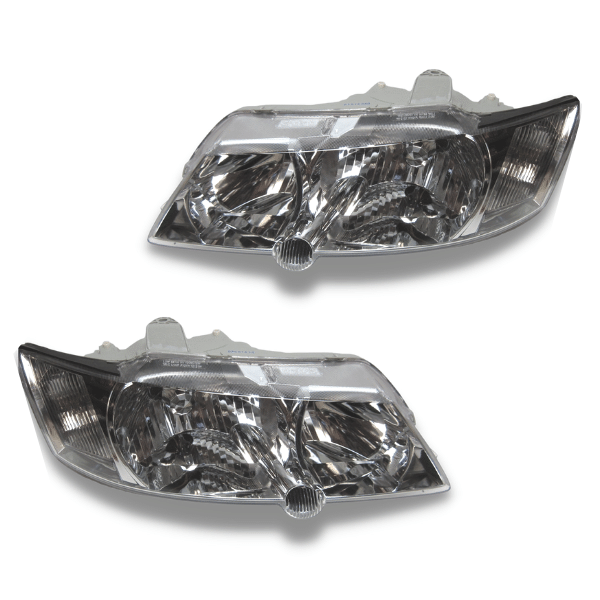 Head Lights With Clear Indicators For Vy Holden Commodore Chrome