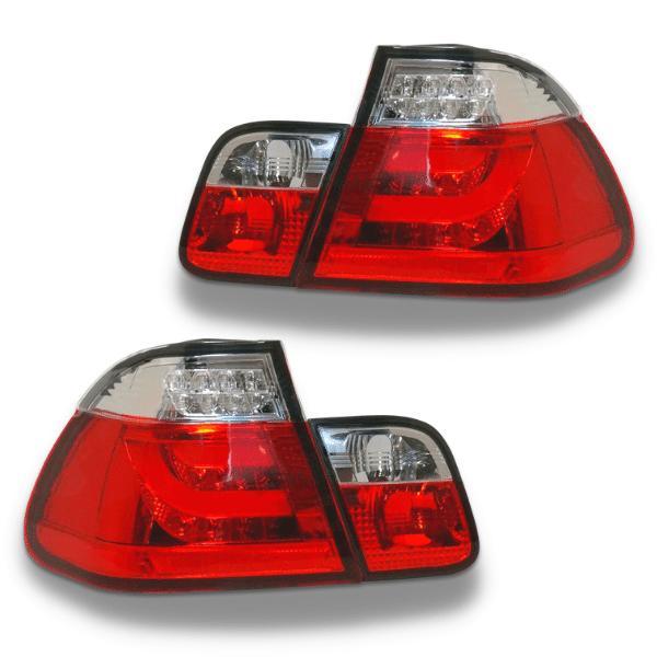 LED Tail Lights with Clear/Red Lens for BMW E46 3 Series 4 Door Sedan ...