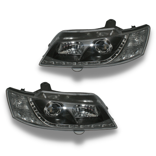 LED DRL Projector Head Lights for VY Holden Commodore 2002-2004 - Blac ...